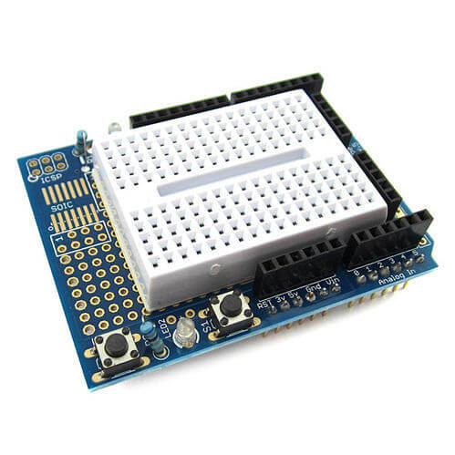 Prototype Shield with Breadboard – Arduino Compatible